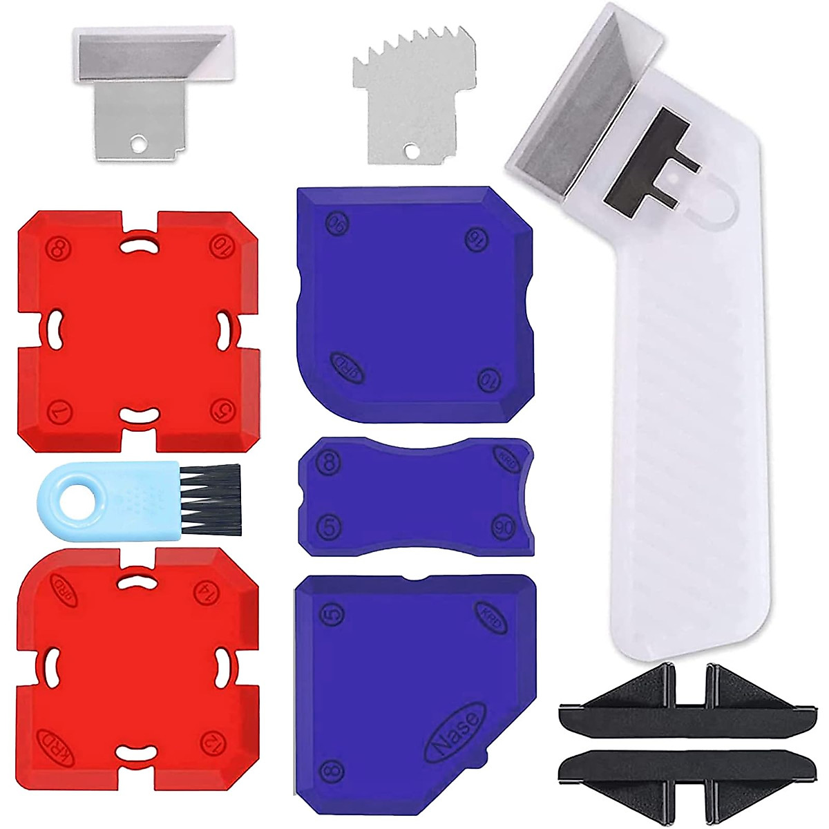 12Pcs Caulking Tool Kit, Professional Silicone Profiling Kit with Sealant Finishing Tools and Caulk Removal Tools