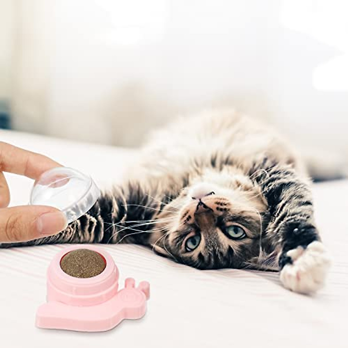 Catnip Balls for Cats Wall, 3 Pack Catnip Toys, Teeth Cleaning Cat Toy, Rotatable Edible Catnip Balls for Cats Wall, Self-Adhesive Cat Toys, Safe Healthy Kitten Chew Toys, Cat Wall Treats