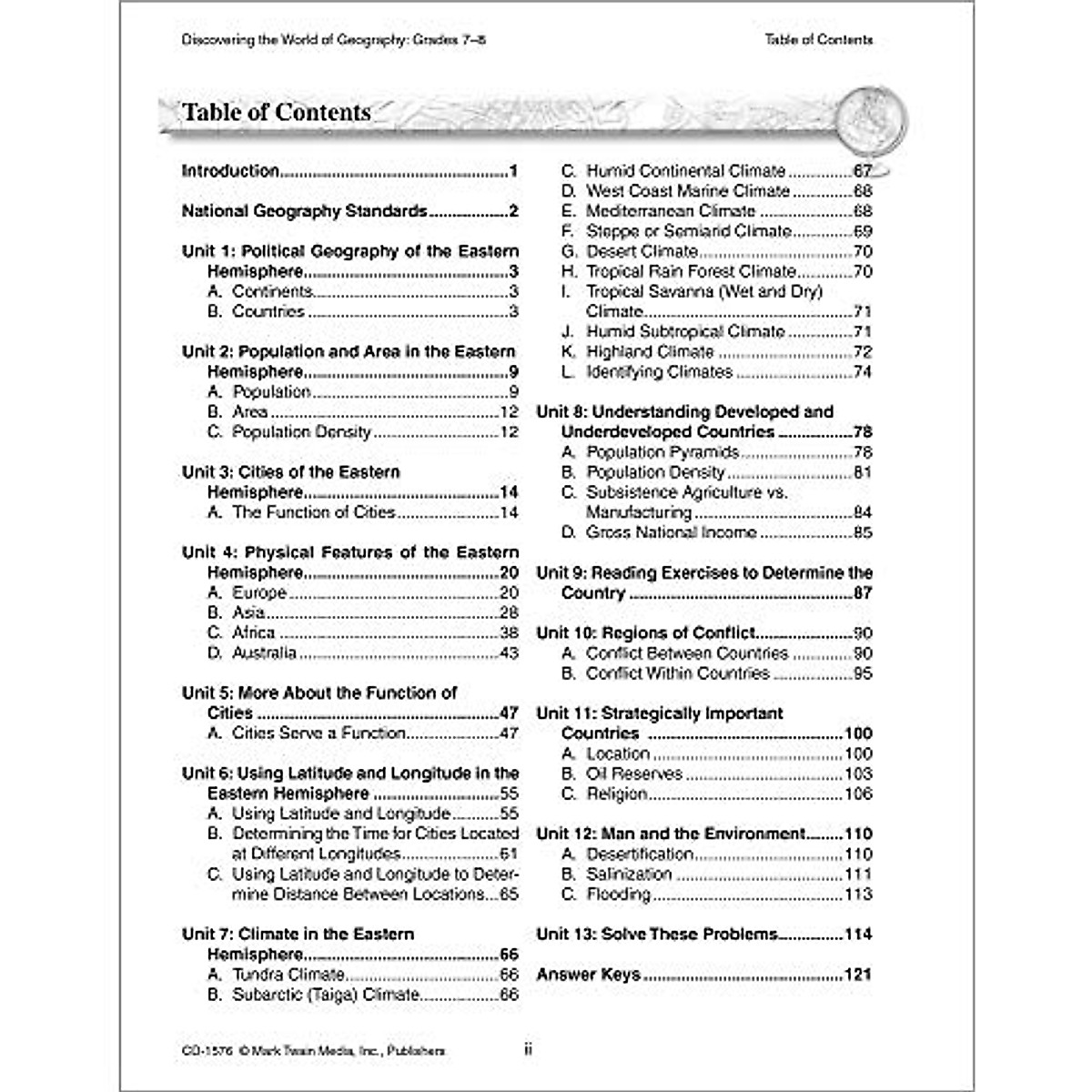 Mark Twain Geography Workbook, Geography for Kids Grade 7-8, Population, Political, Climate, Physical Geography of the Eastern Hemisphere, 7th Grade Workbooks & Up, Classroom or Homeschool Curriculum