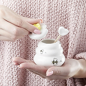 Sweet As Can Bee Ceramic Honey Pot with Wooden Dipper