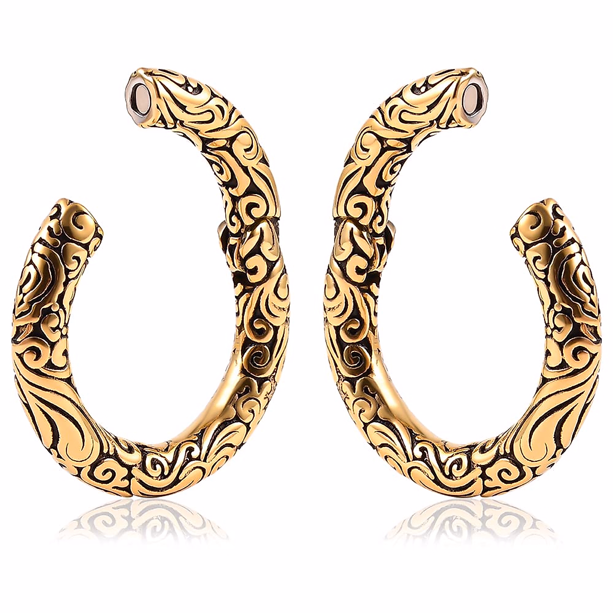 Atomhole 2PCS Cool Ear Weights Hangers 316 Stainless Steel Circular Ear Gauges Hypoallergenic Ear Tunnels Plugs for Stretching Expander Piercing Body Jewelry