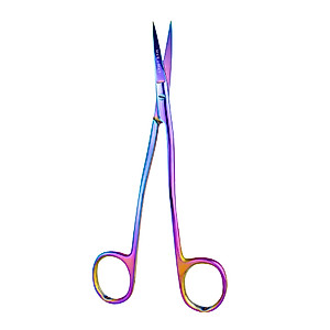 MAKER AND MARKET Applique Long Thin Needlepoint Blade 6.1 Inch - Double Bent Curved Offset Handle Scissors with Pouch Sleeve for Embroidery, Fabric, Thread, Knitting, Sewing, Arts & Craft (Rainbow)