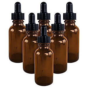 Super Z Outlet 1oz Glass Bottles with Glass Eye Dropper Dispenser for Essential Oils, Kitchen Tools, Chemistry Lab Chemicals, Colognes & Perfumes (6 Pack)(Amber)