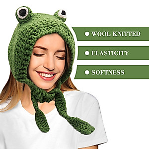 Cnorialy Frog Headband Hat Cute Crochet Knitted Headband Outdoors Big Eye Frog Cap Earflap Ear Protective