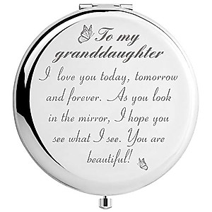 DIDADIC Tabletop Mount Granddaughter Gifts from Grandma and Grandpa, to My Granddaughter Makeup Mirror for Birthday Graduation Christmas