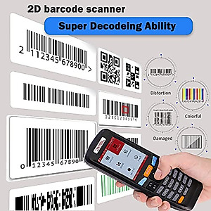 2D Wireless Barcode Scanner,JRHC Portable Inventory Scanner & Data Collector 2.4G Bar Code Reader Long Transmission Distance with 2.8 Inch LCD Screen for Werehouse,Library,Pharmacy,Supermarket,Store