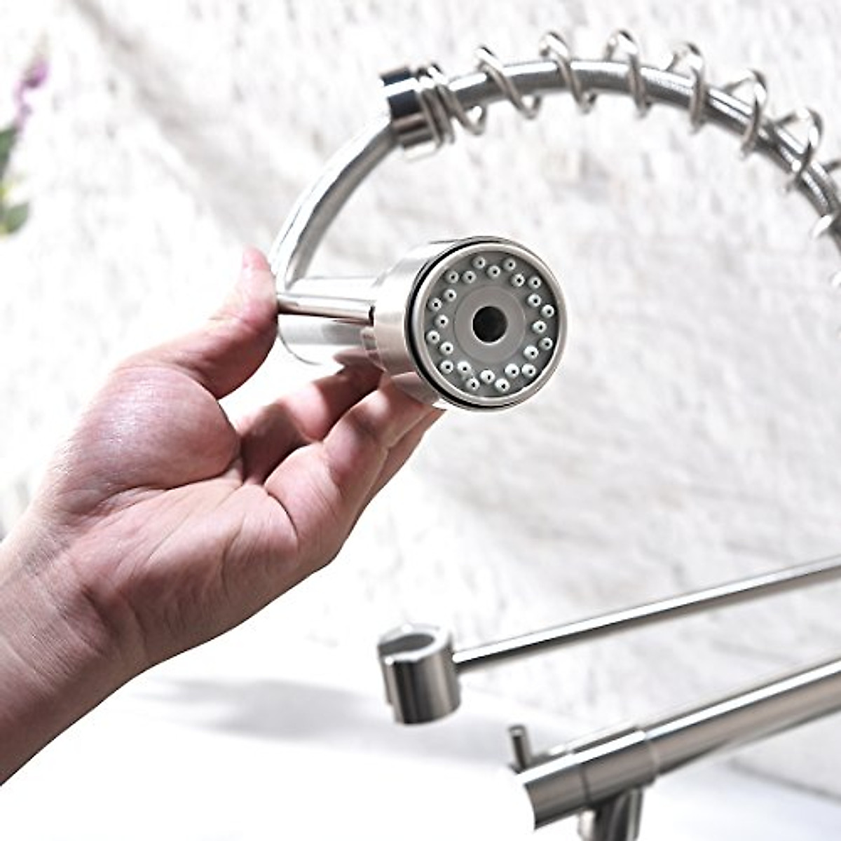 AIMADI Contemporary Kitchen Sink Faucet,Single Handle Stainless Steel Kitchen Faucets with Pull Down Sprayer,Brushed Nickel