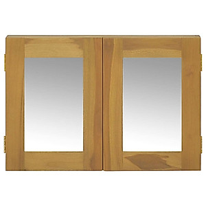 vidaXL Mirror Cabinet with Solid Teak Wood Frame - Hallway Mirror with Additional Storage Space - Wall Mounted Unit - Dimensions: 23.6" x 3.9" x 15.7"