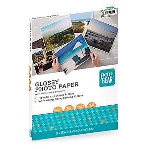 Pen+Gear GLOSSY PHOTO PAPER 8.5" x 11" 50 SHEETS 8.5mil for INKJET PRINTERS Letter Size INSTANT DRY