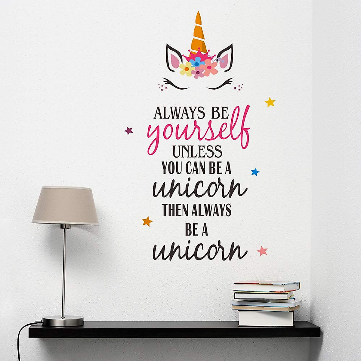 Motivational Quotes Wall Stickers,Always be Yourself Unless You Can be a Unicorn Wall Decal for Girls Room,Uplifting Encouragement Gift for Girls,Inspirational Decorations Wallpaper Mural for Nursery