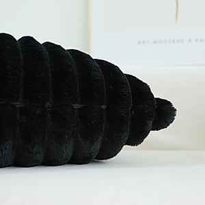 JOJUSIS Pack of 2 Faux Fur Plush Decorative Throw Pillow Covers Couch Cushion Case Soft Pillowcases (Black, 16 x 16-Inch)