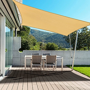 PureFit Rectangle Sun Shade Sails Outdoor 10 x 13 ft - Sun Protection Sunshades UV Block Shade Canopy, Patio Shades for Backyard, Deck and Lawn, Sand