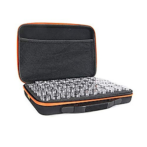 EVA Storage Box 60 Slot Diamond Painting Storage Case Tool Diamond Painting Bag Beads Organizer Accessories 60 Grids Shockproof High Capacity Hand Bag Zipper Design (Orange)