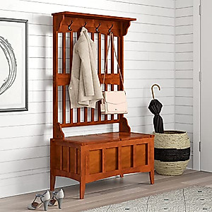 Linon Hall Tree with Storage Bench, 36"W x 18"D x 64"H, Walnut