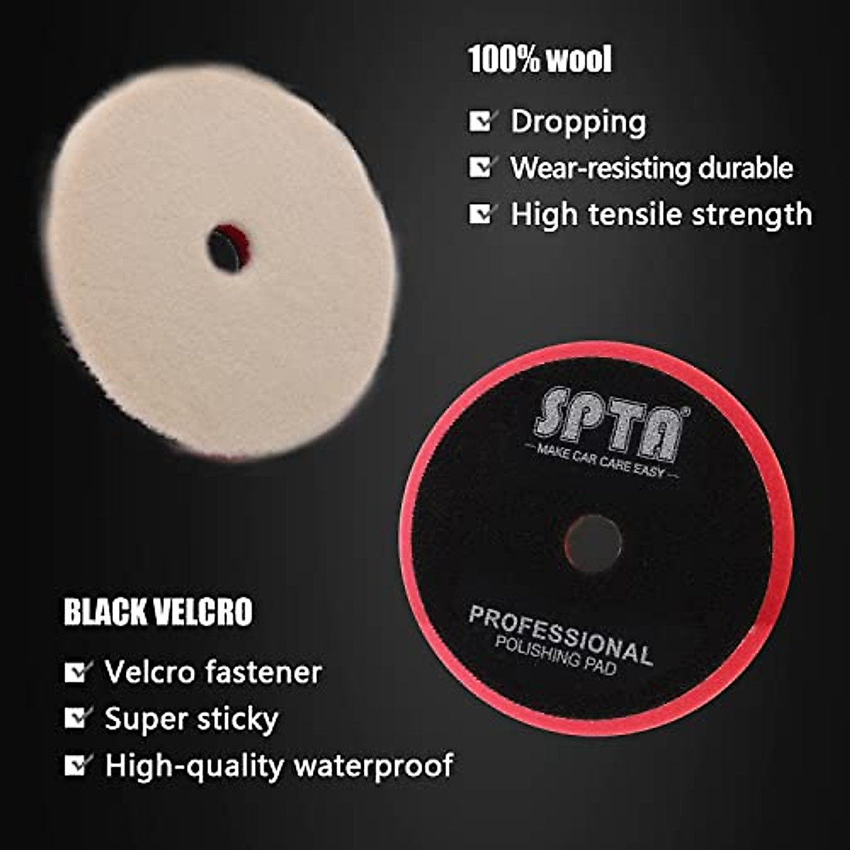 Buffing Polishing Pads, SPTA 7Pc 5.5 Inch Face for 5Inch 125mm Backing Plate Compound Buffing Sponge Pads Cutting Polishing Pad Kit For Car Buffer Polisher Compounding, Polishing and Waxing -A1094MIX