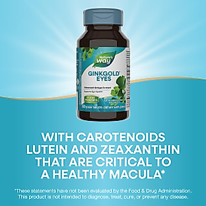 Nature's Way Ginkgold Eyes, Gingko Biloba Supplement for Adults, Supports Eye Health*, Gluten Free, 60mg Ginkgo Biloba Extract Per 2- Tablet Serving, 60 Tablets (Packaging May Vary)
