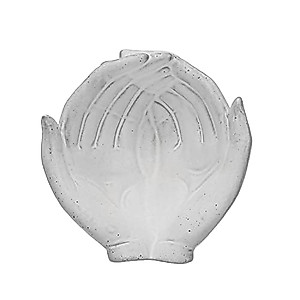 Creative Co-Op Stoneware Hands, Reactive Glaze Bowl, 5" L x 5" W x 2" H, White