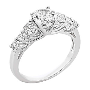 .925 Sterling Silver Round Cubic Zirconia Seven Stone Engagement or Anniversary Ring - Size 8