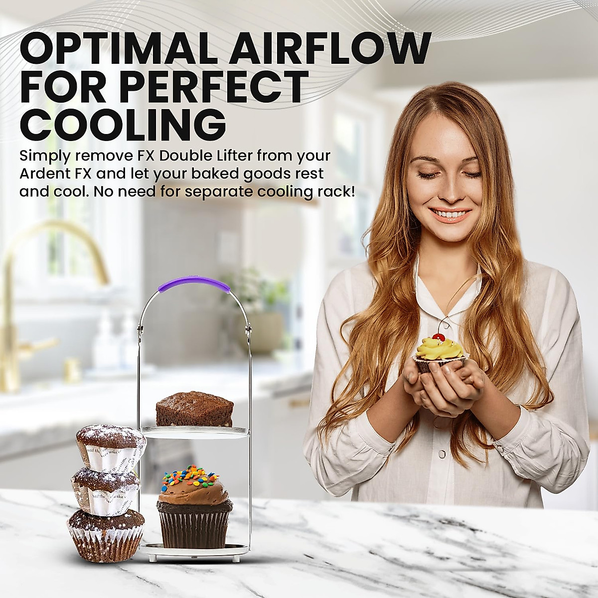 Ardent Nova Double Lifter Cooling Rack - 100% Stainless Steel, Food-Safe, Rust-Resistant Double-Tier Rack for Cooling with a 45° Rotating Handle