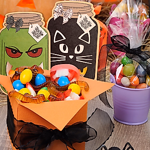 Halloween DIY Crafts Art Cards for Kids-50 Pack Halloween Party Treat Bags Cards Kits for Classroom School, Mason Jar Shape Halloween Treats for Trick or Treaters,Trunk or Treat Party Favors Supplies