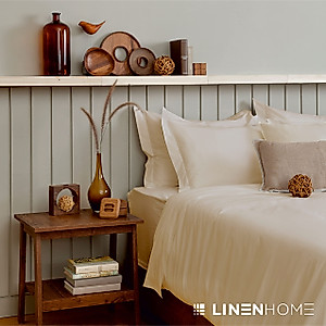 Linen Home 100% Cotton Duvet Cover Set, King/Cal King, Crisp and Cool Soft and Breathable Duvet Cover with Button Closure, Bed Linen All-Season Luxury, 3 Pieces-1 Duvet Cover & 2 Pillow sham, Ivory