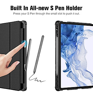 Fintie Slim Case for Samsung Galaxy Tab S8 2022/Tab S7 2020 11 Inch (Model SM-X700/X706/T870/T875/T878) with S Pen Holder, Ultra Lightweight Tri-Fold Stand Cover with Auto Wake/Sleep, Black