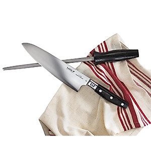 WOLF GOURMET 10" Honing Steel, Ergonomic for Comfort and Control, Forged High-Carbon Stainless Steel, 12.5 Degree Angle, Durable (WGCU190S)