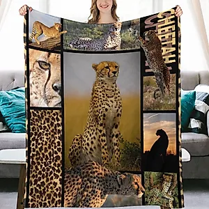 Cheetah Blanket for Kids, Aldults - Soft, Fuzzy & Cozy - 50"x60" Throw Size Blankets for Sofa, Work - Brown Cute Warm Throw Blankets Gifts