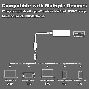 BEYEE USB C Adapter Compatible with MacBook Power Charger,Type-C to Magnetic Converter for USB-C Charging Laptop, Matebook, Switch, Phones and More Type C Devices (Black)