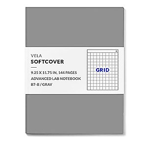 Vela Sciences B7-B Expanded Softcover Lab Notebook, 9.25 x 11.75 in (23.5 x 30 cm), 144 Pages, Permanent Bound, 70lb Heavyweight Paper (1-Pack, Grid)
