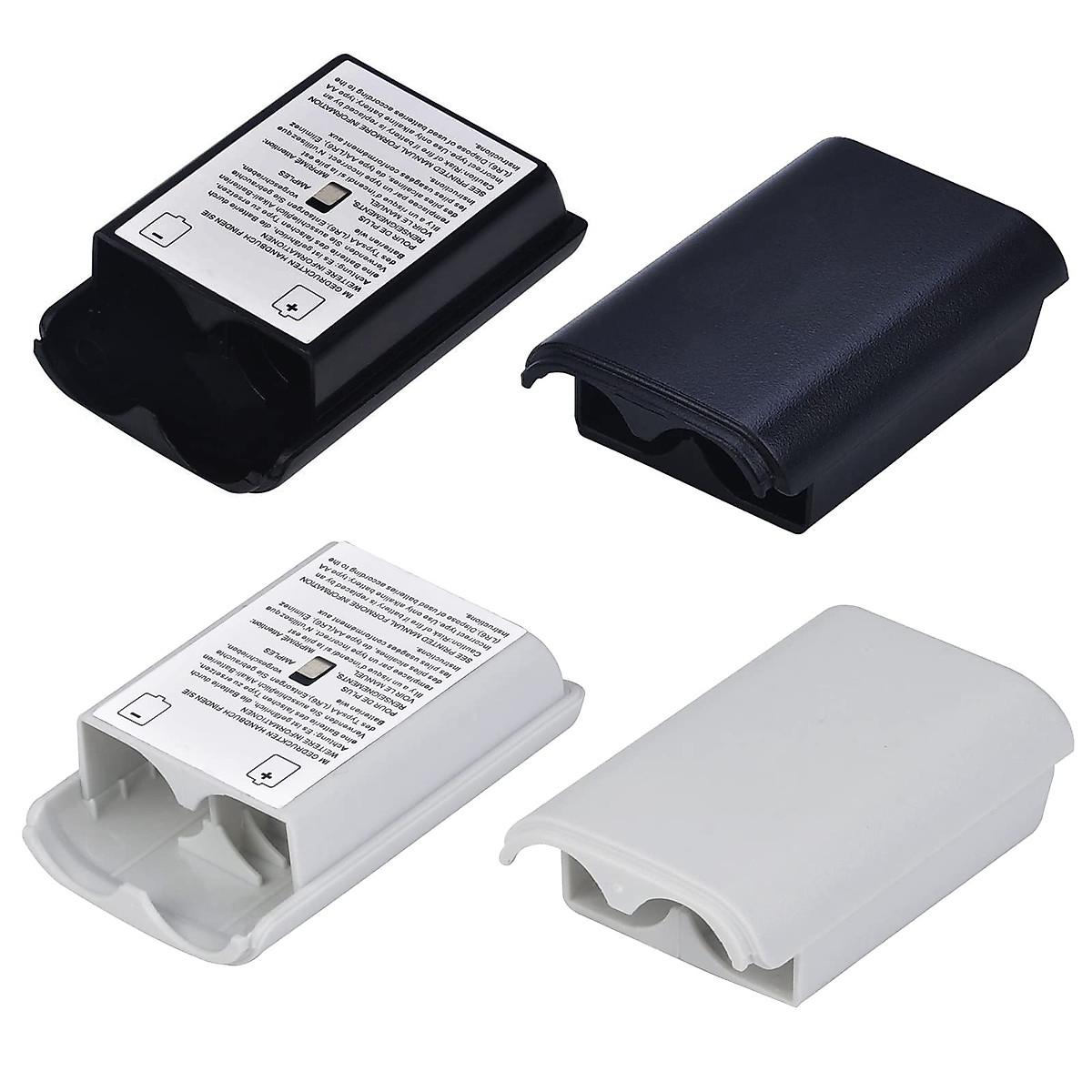 4 Pack Battery Pack Cover Shell Case for Xbox 360 Wireless Controller (2*Black, 2*White)