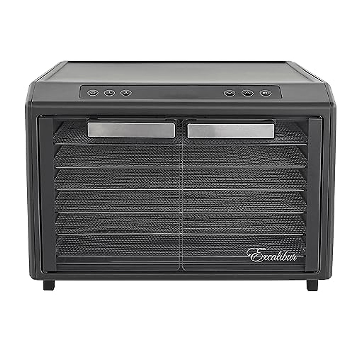 Excalibur Electric Food Dehydrator Select Series 6-Tray with Adjustable Temperature Control Includes Chrome Plated Drying Trays Stainless Steel Construction and Glass French Doors, 700-Watts, Black