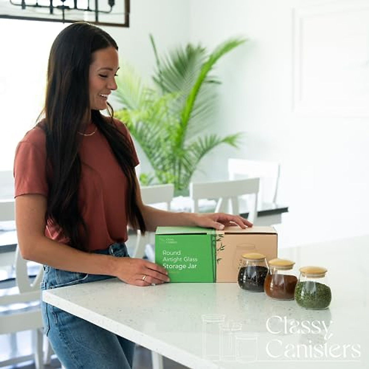 Set of 3 Small Glass Jars With Bamboo Lids - Modern Bamboo Glass Storage Containers for Coffee, Sugar, Candy, Rice, Pasta & More - Decorative 13 Ounce Borosilicate Glass Canisters With Airtight Lids