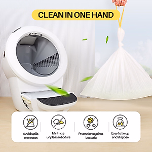 Miracolo Cat Litter Box Liner, Extra Durable Jumbo Drawstring Kitty Litter Bags Compatible with Litter Robot 3/4, Automatic Pull Waste Drawer Cat Litter Liners 100 Count - 29.13" x 23.62"