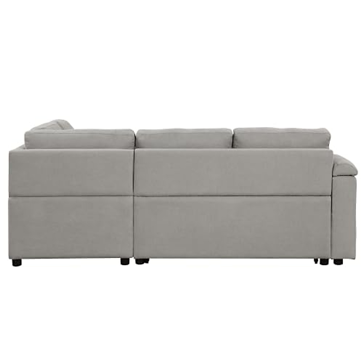 Verfur L Shaped Convertible Sectional Sofa with Pull Out Bed, Boucle Upholstery Reversible Couch with Cupholders&USB Ports, Power Sockets,4 Seater Corner Sofabed for Living Room Furniture Sets