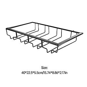 Eaarliyam Wine Glass Rack, Wine Glass Holder Under Cabinet Wine Glass Rack Hanging Glasses Shelf for Kitchen Bar Black