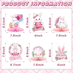 10 Pcs Easter 3D Bunny Party Centerpiece Cute Rabbit Table Decorations Bunny Honeycomb Centerpiece for Girl Birthday Party Table Decorations Baby Shower Supplies
