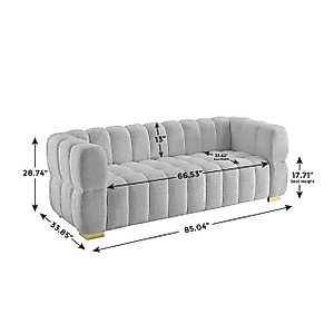 VANOMi Sofa Couch for Living Room, Modern Futon 3-Seat Sofa Upholstered Sofa Couch with Metal Leg for Bedroom Apartment Small Space