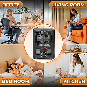 Plexon Milkhouse Utility Electric Space Heater with Thermostat Adjustable Overheat Protection Perfect for Garage or Greenhouse Workshop Comfort Home 1500 Watt Black