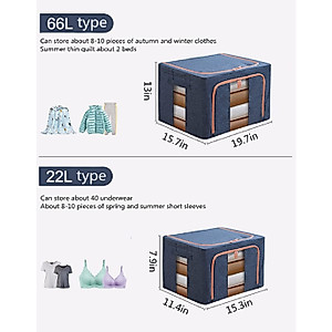 RTBQJ-AT Frame Storage Box, Large-Capacity Clothes Storage Containers ​with Transparent Windows and Handles, ​Mobile Storage Artifact for Bedding, Clothes, Closet, Bedroom (2 pieces large)