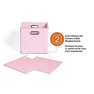 JIAessentials Beige Foldable Storage Baskets Cube Bins Storage Organizers With Handles For Living Room , Bedroom, Office Storage, Closet, And Shelves 13 Inch Set Of 2