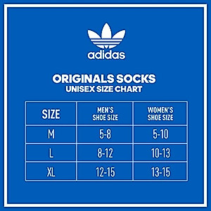 adidas Originals Trefoil Crew Socks (6-Pair), White/Black, Large