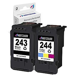 HOTCOLOR PG-243 CL-244 Replacement for Canon Ink cartridges 243 and 244 for Canon 243 Black Ink for Canon mg2522 Ink cartridges PIXMA TS3120 TS3122 MX492 MG2525 TR4520(1Black/1Tri-Color, 2PK)