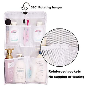 MISSLO Shower Caddy Organizer 5 Pockets + Mesh Hanging Shower Caddy with Rotatable Hanger (Black)