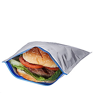 Foil Thermal Sandwich Bags - 5 Pack - Reusable Insulated Bag - Keeps Snacks and Lunch Cool and Fresh - Easy Closure - Waterproof | Silver Color