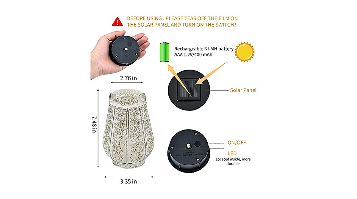 Kurala Solar Lantern Outdoor 2 Pack - Retro Metal Solar Lights ...