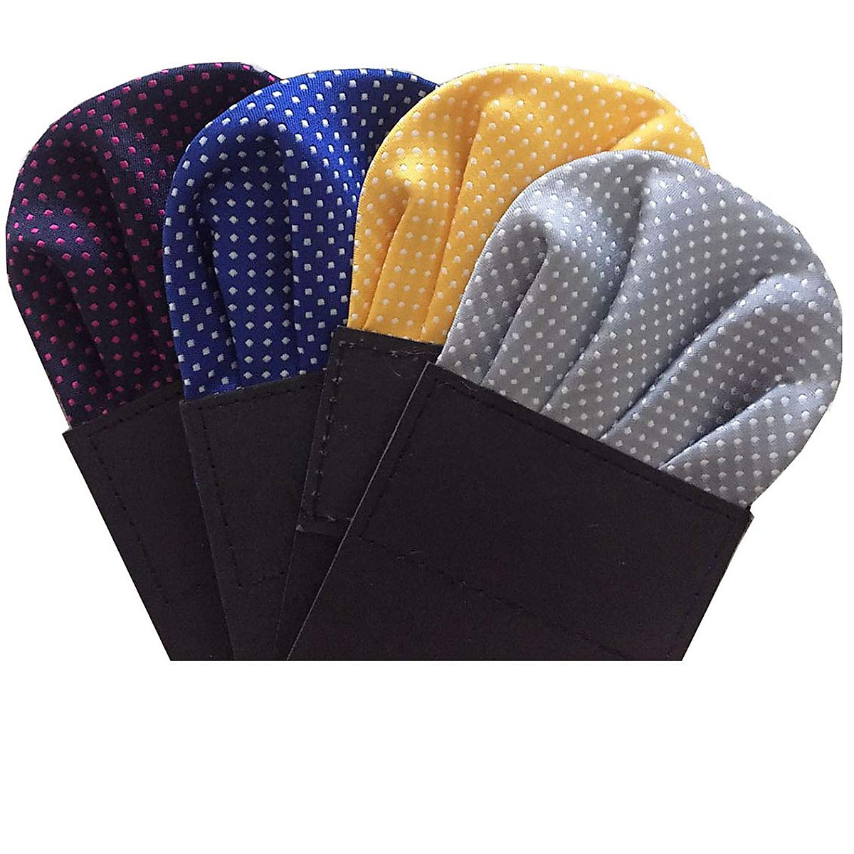 Men's PreFolded Pocket Squares On Card Assorted colors Polka dots Polyester Stain 3 Style 12 pieces