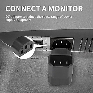 Vrllinking IEC C14 to C13 90 Degree Power Adapter for LCD Wall Mount TV/Computer Host/Monitor/Rice Cooker/Electric Kettle,10A PDU Plug, Up/Down Right Angled IEC Power Adapter (2 Pack/Black)