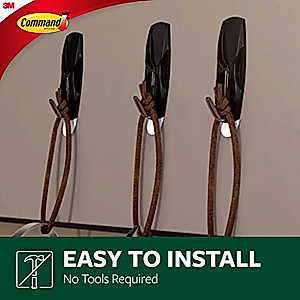 Command Outdoor Stainless Steel Wire Hooks, Damage Free Hanging Wall Hooks with Adhesive Strips, No Tools Wall Hooks, 2 Black Hooks and 3 Weather Resistant Command Strips