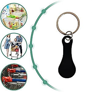 HUIKDY Key Ring Shopping Trolley Tokens, Portable Aluminum Alloy Key Ring Metal Trolley Tokens Keyrings Decorations for Men Women Shopping Cart Grocery Unisex Keychain Gift Pack of 4, Black